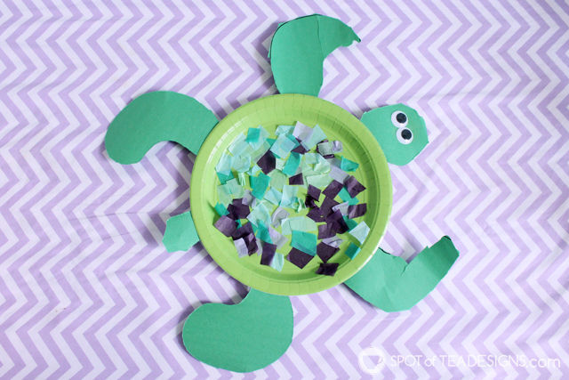 Sea Turtle Paper Plate Kids Craft - Great for preschoolers