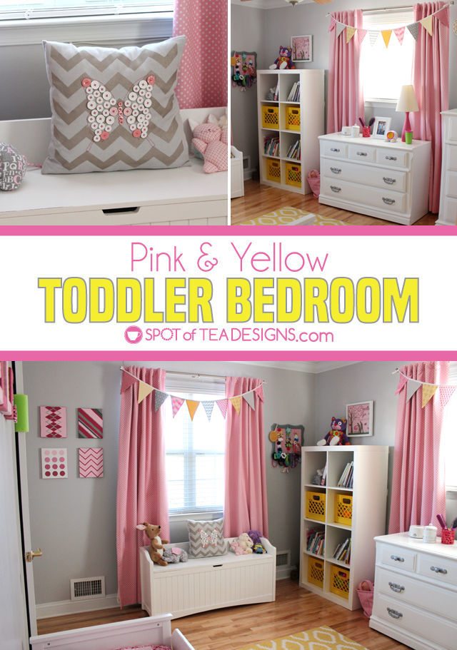 Nehil Home Tour | Pink and Yellow Toddler Bedroom | Spot of Tea Designs